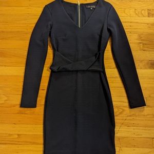 Dynamite | Dresses | Dynamite Navy Blue Dress With Front Fabric Belt ...
